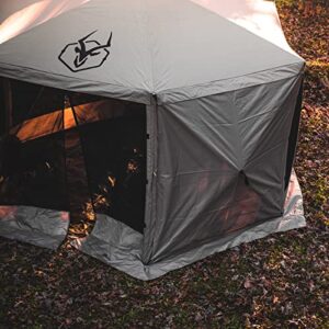 Gazelle Tents™, G6 6-Sided Portable Gazebo, Easy Pop-Up Hub Screen Tent, Waterproof, UV Resistant, 8-Person & Table, Desert Sand, 86" x 124" x 124", GK908, Incudes 3 free wind panels