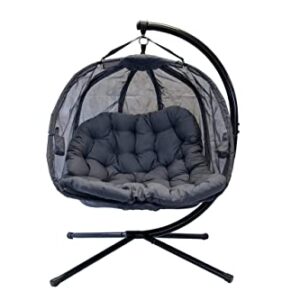 Flower House Hanging Pumpkin Loveseat Chair with Stand (Grey/Slate)