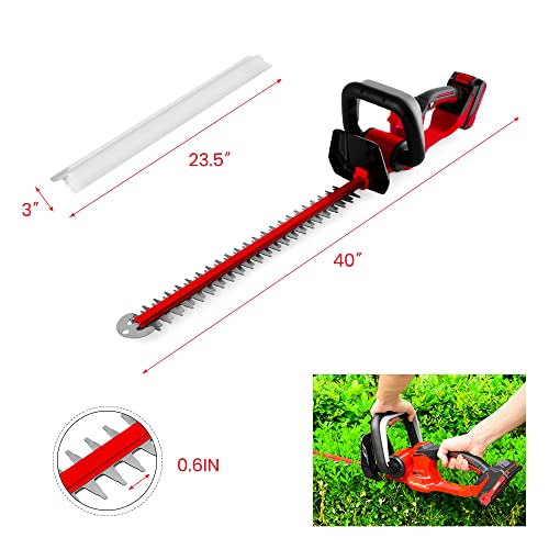 PULITUO 20V Cordless Battery Hedge Trimmer,23.5-inch Dual-Action Laser Blade, 3/5” Cutting Capacity, 2400 SPM, 2.0Ah Li-ion Battery, Lightweight & Compact Trimmer, Gardening Hand Pruner,Shrub Trimmer