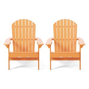 christopher knight home doris outdoor adirondack chair (set of 2), tangerine