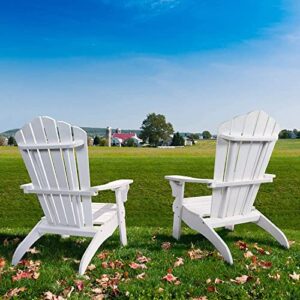 PIKAQTOP Folding Adirondack Chair, Wooden Accent Furniture with Arms, Solid Wooden Weather Resistant Patio Chairs Lounger Chair Lawn Chair for Deck, Backyard, Garden, Patio