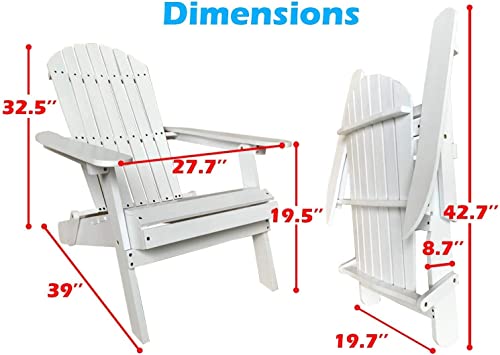 PIKAQTOP Folding Adirondack Chair, Wooden Accent Furniture with Arms, Solid Wooden Weather Resistant Patio Chairs Lounger Chair Lawn Chair for Deck, Backyard, Garden, Patio