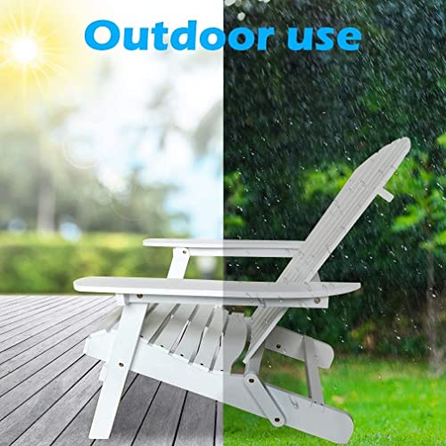 PIKAQTOP Folding Adirondack Chair, Wooden Accent Furniture with Arms, Solid Wooden Weather Resistant Patio Chairs Lounger Chair Lawn Chair for Deck, Backyard, Garden, Patio