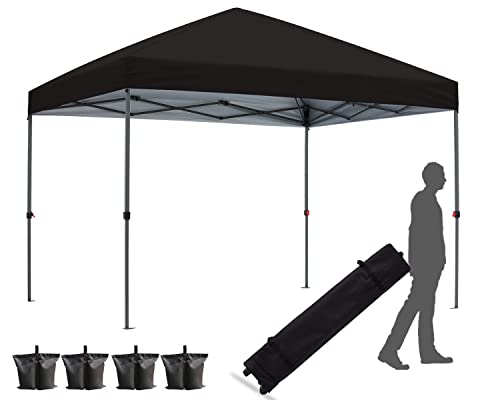 HLong Pop Up Canopy Tent Outdoor Portable Easy Canopy Tent (10x10, Black)