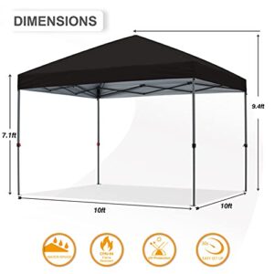 HLong Pop Up Canopy Tent Outdoor Portable Easy Canopy Tent (10x10, Black)