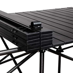 TOP Aluminum Camping Table,Easy Carry Picnic Folding Table with Storage Bag Heavy Duty RV BBQ Cooking Indoor Outdoor (Black XL)