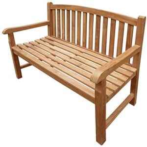 Seven Seas Teak Buenos Aires Outdoor Patio Oval Bench, 4 Foot Made from Solid Teak Wood