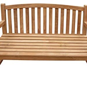 Seven Seas Teak Buenos Aires Outdoor Patio Oval Bench, 4 Foot Made from Solid Teak Wood