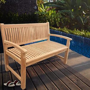 seven seas teak el mar teak outdoor patio bench, 4 foot made from solid teak wood