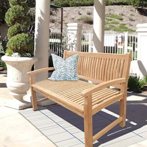 Seven Seas Teak El Mar Teak Outdoor Patio Bench, 4 Foot Made from Solid Teak Wood