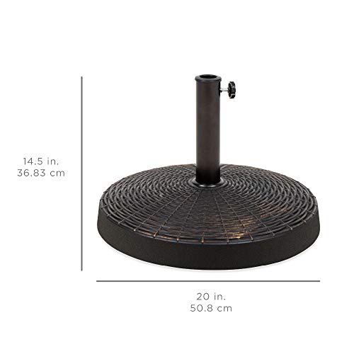 Best Choice Products 55lb Outdoor Patio Umbrella Stand Resin Round Umbrella Base w/Wicker Design, Antique Bronze Finish