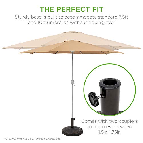 Best Choice Products 55lb Outdoor Patio Umbrella Stand Resin Round Umbrella Base w/Wicker Design, Antique Bronze Finish