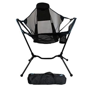 axonl stargaze recliner luxury camp chair, folding rocker chair w/carrying bag, outdoor equipment stargaze camping chair w/pillow, portable rocking chair for travel camping hiking fishing, blue band