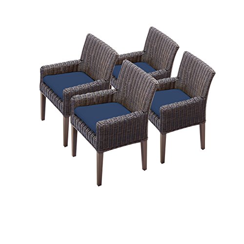 TK Classics Venice 4 Piece Dining Chairs with Arms, Navy