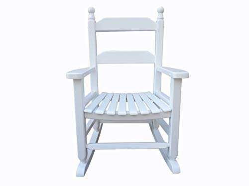 Rockingrocker - K081WT Durable White Child’s Wooden Rocking Chair/Porch Rocker - Indoor or Outdoor - Suitable for 3-7 Years Old