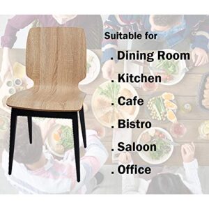 4 Pack Kitchen Dining Chairs with Bentwood Seat and Metal Legs, Indoor Outdoor Side Chair for Cafe, Bistro and Restaurant, Ergonomic Design, Natural