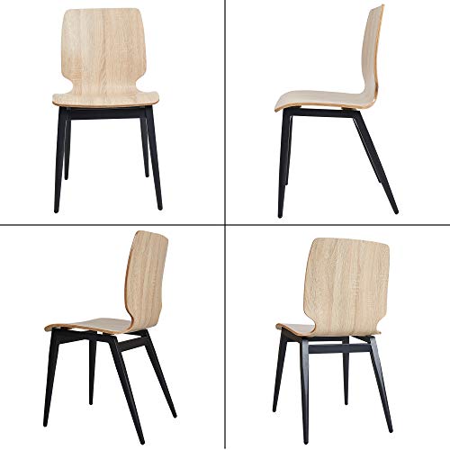 4 Pack Kitchen Dining Chairs with Bentwood Seat and Metal Legs, Indoor Outdoor Side Chair for Cafe, Bistro and Restaurant, Ergonomic Design, Natural