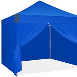 OUTDOOR WIND Pop Up Canopy Tent Commercial 10'x10' Enclosed Instant Canopy Tent Market stall with Removable Sides Walls(Blue)