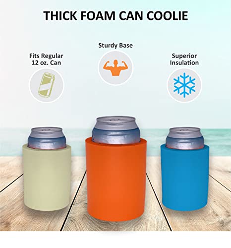 Blank Thick Foam Old School Can Cooler (Variety Color 6 Pack)