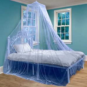 bed canopy for girls and boys – blue princess baby canopy netting room decor, ceiling tent | canopy for crib | single, twin, full, queen size kids bed curtains, fire retardant fabric