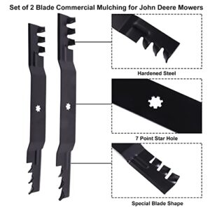 ELITEWILL 2pcs Lawn Mower Mulching Blades Fit for John Deere 42'' D100, D110, D120, D130, Z225, Z235, D125 Replaces OEM # GX22151