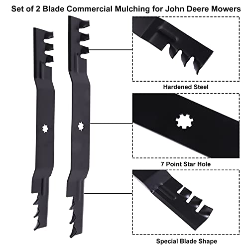 ELITEWILL 2pcs Lawn Mower Mulching Blades Fit for John Deere 42'' D100, D110, D120, D130, Z225, Z235, D125 Replaces OEM # GX22151