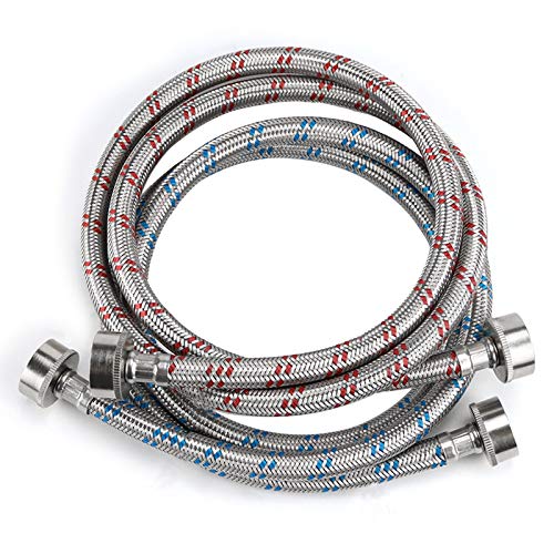 Washing Machine Hoses,Stainless Steel Washing Machine Hose 4 Foot Braided Premium Washer Hoses Supply Lines(2 Packs)-washer hoses 4ft Hot and Cold Striped Water Connection Inlet Supply Lines