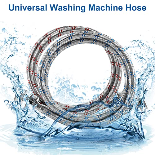 Washing Machine Hoses,Stainless Steel Washing Machine Hose 4 Foot Braided Premium Washer Hoses Supply Lines(2 Packs)-washer hoses 4ft Hot and Cold Striped Water Connection Inlet Supply Lines