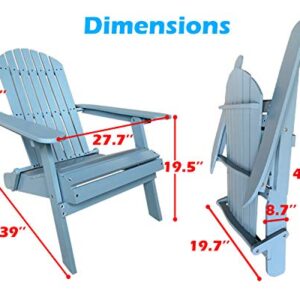 FDW Lawn Folding Adirondack Outdoor Patio Seating Fire Pit Wood Chairs for Adults Yard Garden w/Natural Finish, Turquoise