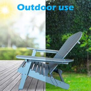 FDW Lawn Folding Adirondack Outdoor Patio Seating Fire Pit Wood Chairs for Adults Yard Garden w/Natural Finish, Turquoise