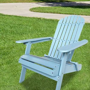 FDW Lawn Folding Adirondack Outdoor Patio Seating Fire Pit Wood Chairs for Adults Yard Garden w/Natural Finish, Turquoise