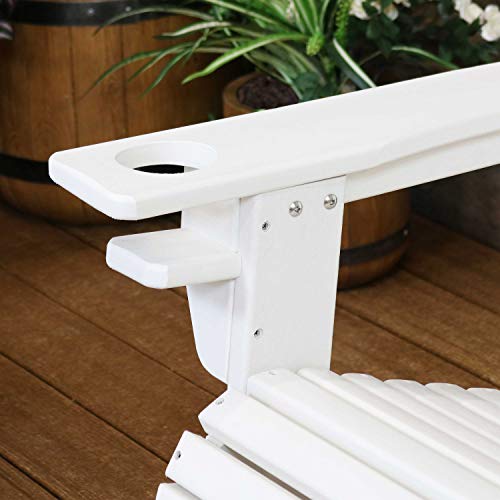 Sunnydaze All-Weather Outdoor Adirondack Chair with Drink Holder - Heavy Duty HDPE Weatherproof Patio Chair - Ideal for Lawn, Garden or Around The Firepit - White - Set of 2