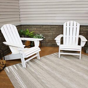 Sunnydaze All-Weather Outdoor Adirondack Chair with Drink Holder - Heavy Duty HDPE Weatherproof Patio Chair - Ideal for Lawn, Garden or Around The Firepit - White - Set of 2