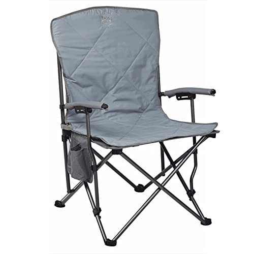 TIMBER RIDGE Folding Hot and Cold Camping Lawn Chair Removable Seat Padded Side Pocket Carry Bag Included, Supports Up to 300 LBS, Grey