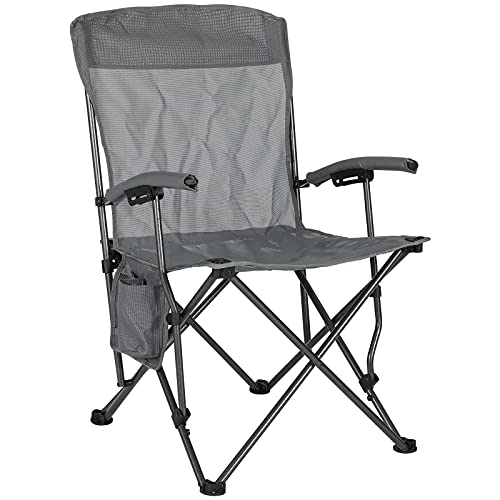 TIMBER RIDGE Folding Hot and Cold Camping Lawn Chair Removable Seat Padded Side Pocket Carry Bag Included, Supports Up to 300 LBS, Grey