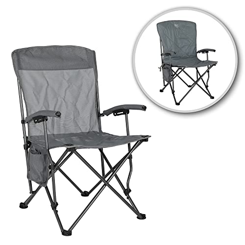 TIMBER RIDGE Folding Hot and Cold Camping Lawn Chair Removable Seat Padded Side Pocket Carry Bag Included, Supports Up to 300 LBS, Grey