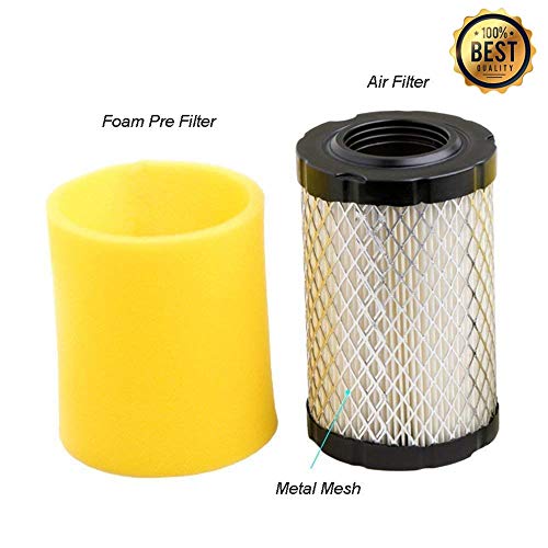 10 Piece 591334 Air Filter, Replace for Briggs Stratton 796031 594201 OEM Air Cleaner Cartridge, Lawn Mower Air Filter, Plus Foam Pre Filter