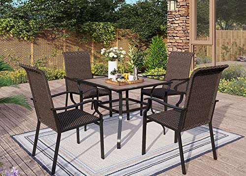 MFSTUDIO Patio Dining Chairs Set of 2, High-Back Outdoor Wicker Rattan Chairs with Oversized Seat, Metal Frame All-Weather Conversation Set for Patio, Backyard, Garden and Poolside, Multibrown