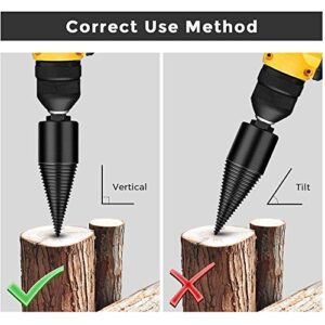 Firewood Log Splitter Drill Bit, 5pcs Removable Cones Kindling Wood Splitting logs bits, 32MM + 42MM Heavy Duty Electric Drills Screw Cone Driver with Round + Hex + Square Shank for Hand Drill Stick