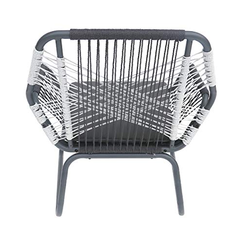 Christopher Knight Home Gloria Outdoor Rope and Steel Club Chairs (Set of 2), Gray/Gray/White