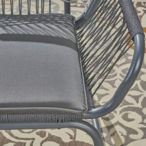 Christopher Knight Home Gloria Outdoor Rope and Steel Club Chairs (Set of 2), Gray/Gray/White