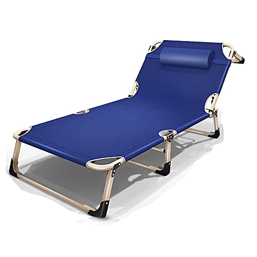 CHAOJIU Adjustable Lounge Chairs Reclining Chair, Foldable Chaise Lounges with Pillow, 4 Position Patio Recliner for Outdoor, Lawn, Beach, Sunbathing, Deck, Up to 330lbs, Blue