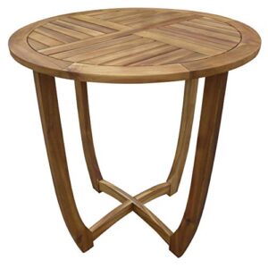 christopher knight home carina accent round table, teak finish brown