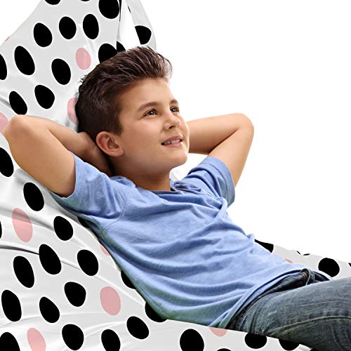 Ambesonne Polka Dots Lounger Chair Bag, Circular Eggs Like Spots or Blemishes on a Plain Background, High Capacity Storage with Handle Container, Lounger Size, Charcoal Grey Blush