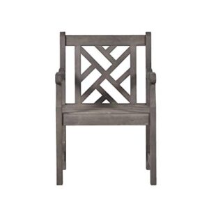 Vifah V1301 Renaissance Hand-Scraped Acacia Patterned Back Outdoor Armchair