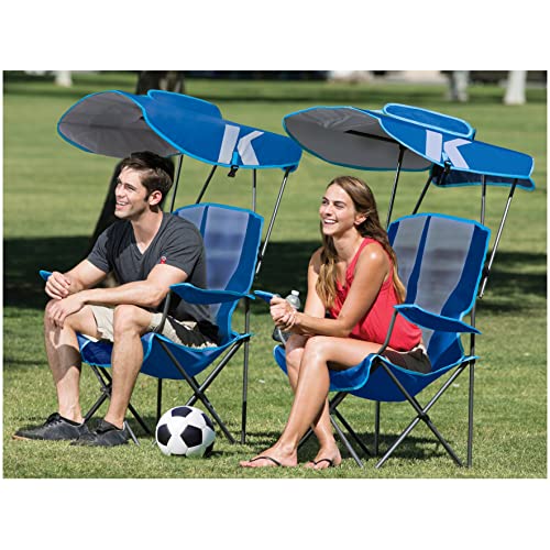 Kelsyus Original Foldable Canopy Chair for Camping, Tailgates, and Outdoor Events, Grey/Blue