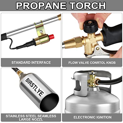 POWERFUL Propane Torch Weed Burner,Blow Torch,Flamethrower with Turbo Trigger Push Button Igniter and 9.8 FT Hose,for burning weeds,Roof Asphalt, ice snow,Road Marking,Charcoal