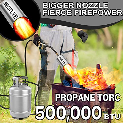 POWERFUL Propane Torch Weed Burner,Blow Torch,Flamethrower with Turbo Trigger Push Button Igniter and 9.8 FT Hose,for burning weeds,Roof Asphalt, ice snow,Road Marking,Charcoal