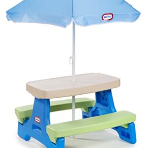 Little Tikes Easy Store Picnic Table with Umbrella, Multi Color, 42.00''L x 38.00''W x 19.75''H