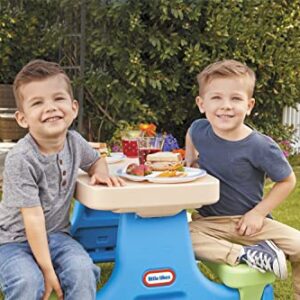 Little Tikes Easy Store Picnic Table with Umbrella, Multi Color, 42.00''L x 38.00''W x 19.75''H